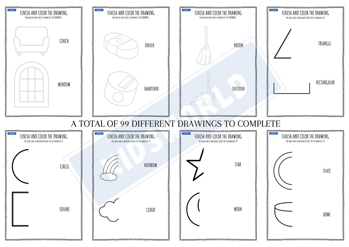 Finish the Drawing Printable Activities for Kids | Kids Busy Coloring ...