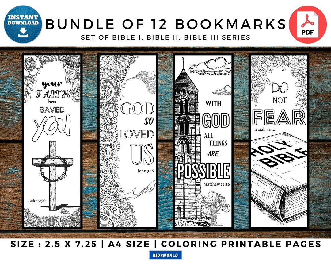 Bundle 12 Pages of Printable Coloring Bookmarks for All Age. - Etsy