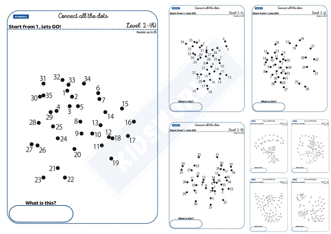 Connect the Dots Printable Pages for ALL 40 Pages, Dot to Dot Puzzle Pages, Level 1-4, Connect ...