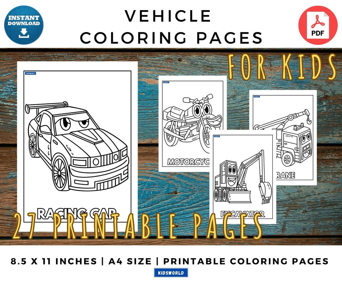 Vehicle Kids Coloring Pages for Kids Printable Coloring Pages for Kids ...