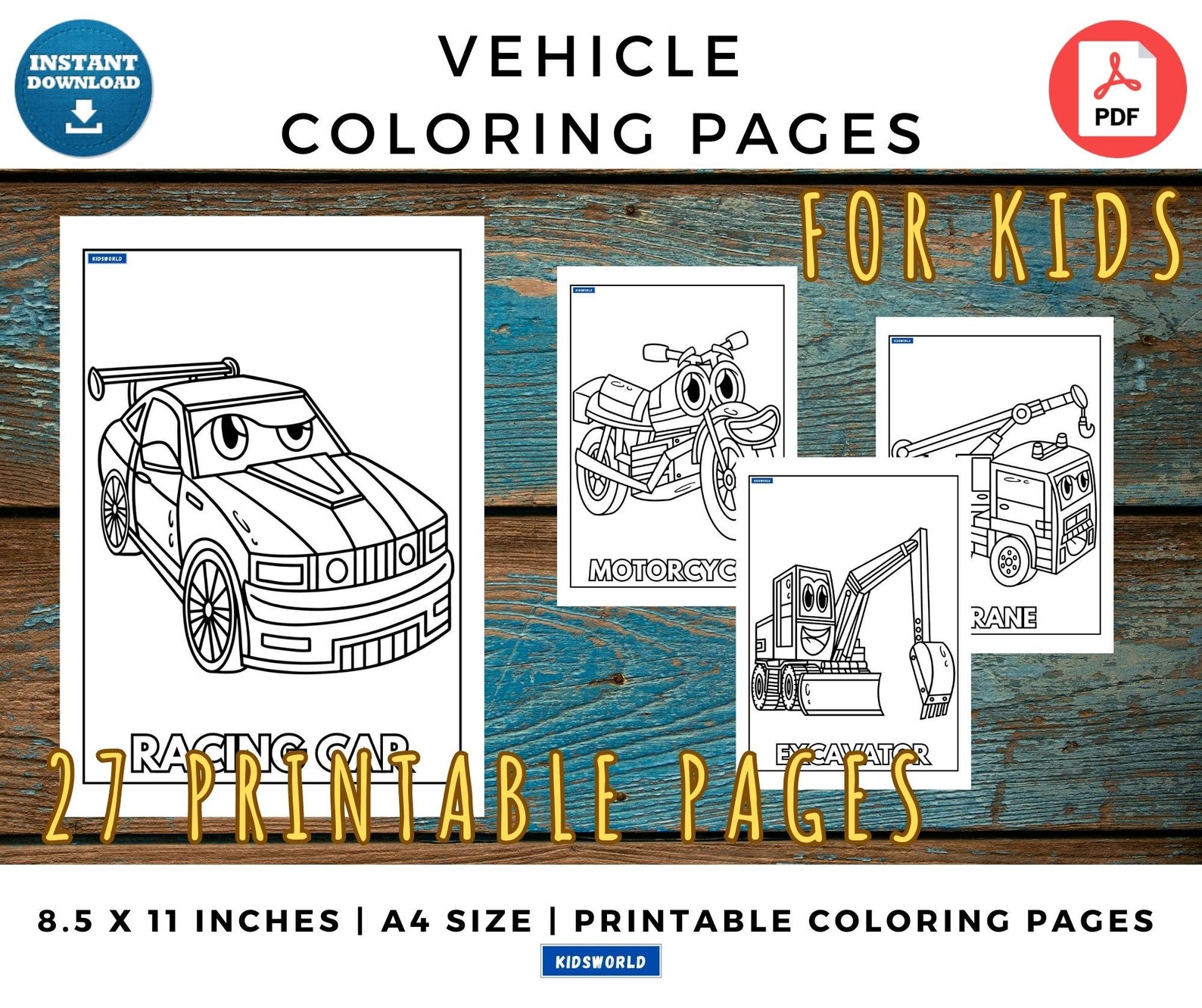 Vehicle Kids Coloring Pages for Kids Printable Coloring Pages for Kids ...