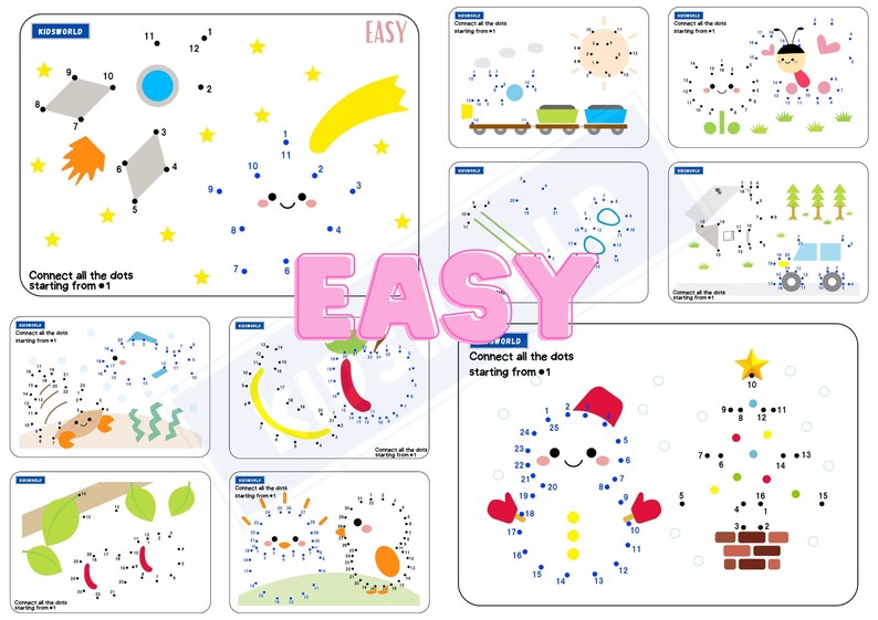 Connect the Dots Printable Pages for Kids, Ages 3-12 , 33 Pages, Dot to ...