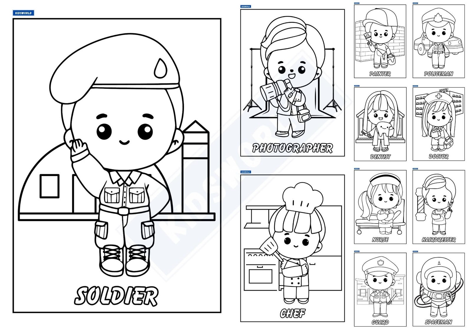 Summer Coloring Pages for Kids, 22 Pages, Occupation Coloring Pages for ...