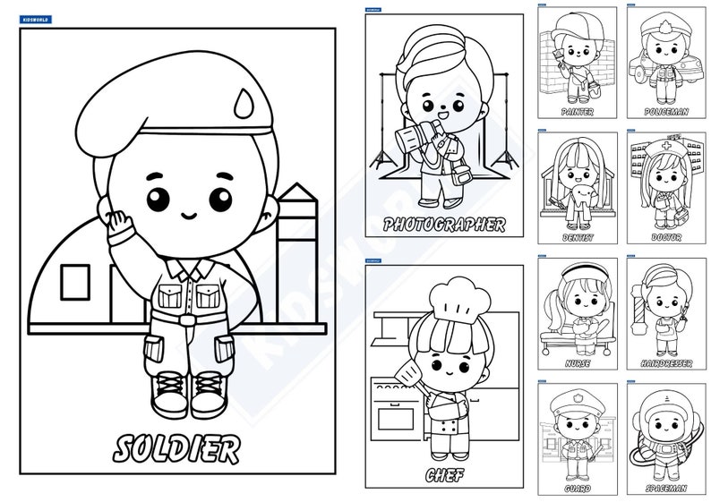 Summer Coloring Pages for Kids, 22 Pages, Occupation Coloring Pages for ...