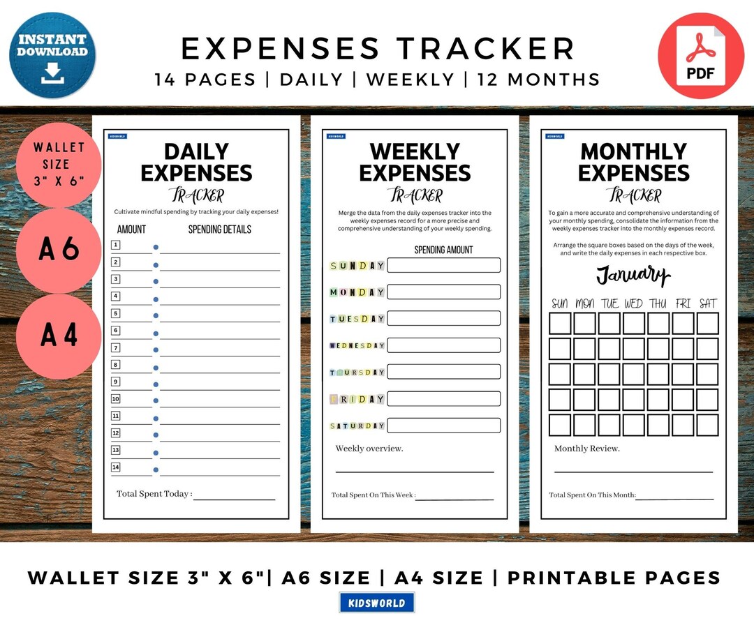 Daily Expenses Tracker, Weekly Expenses Tracker, Monthly Expenses ...