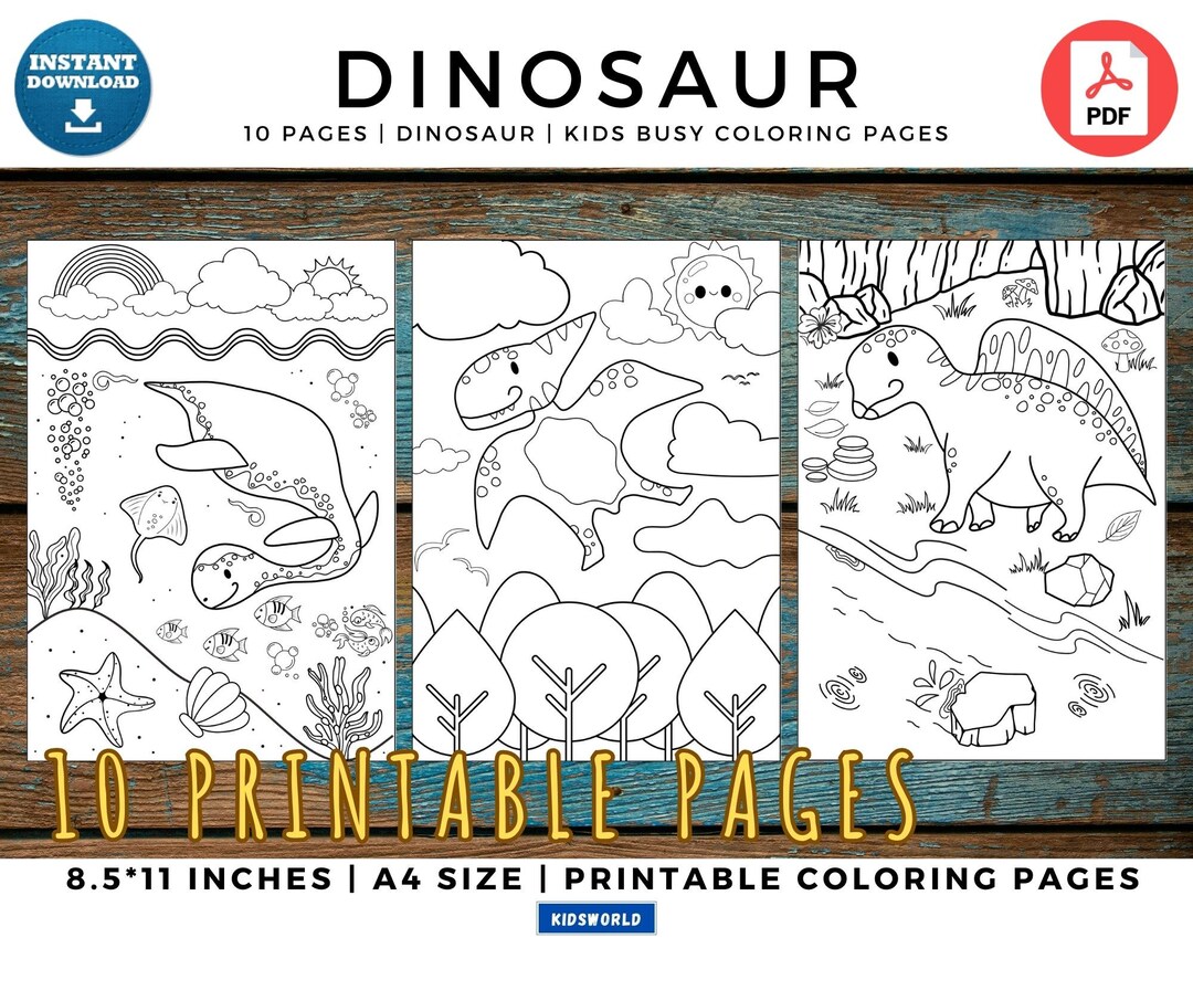 Dinosaur Printable Coloring Pages for Kids | 10 Coloring Pages | Busy ...
