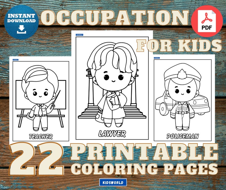 Summer Coloring Pages for Kids, 22 Pages, Occupation Coloring Pages for ...