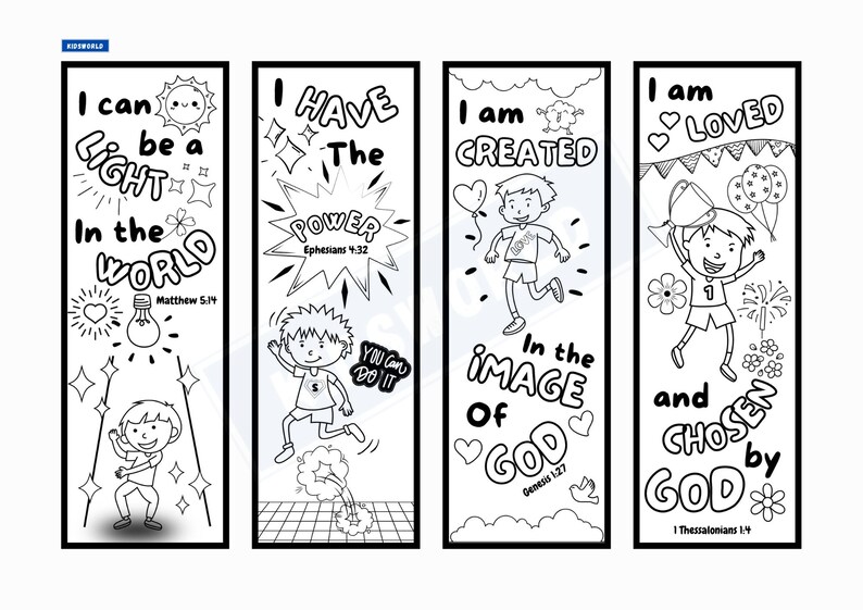 Kids Bundle, 12 Printable Coloring Bible Bookmarks for Kids. Instant ...
