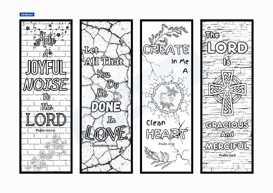 Bundle of 12 Printable Coloring Bible Bookmarks for All Age. Instant ...