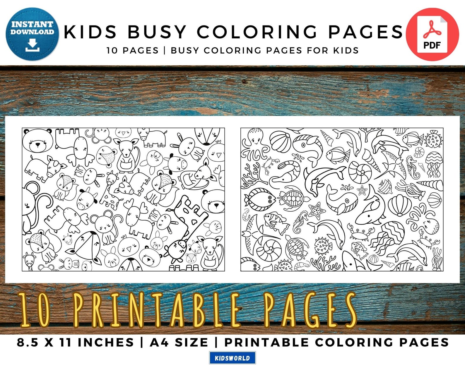 Kids Seamles Printable Coloring Pages | 10 Pages | Busy Coloring Pages ...