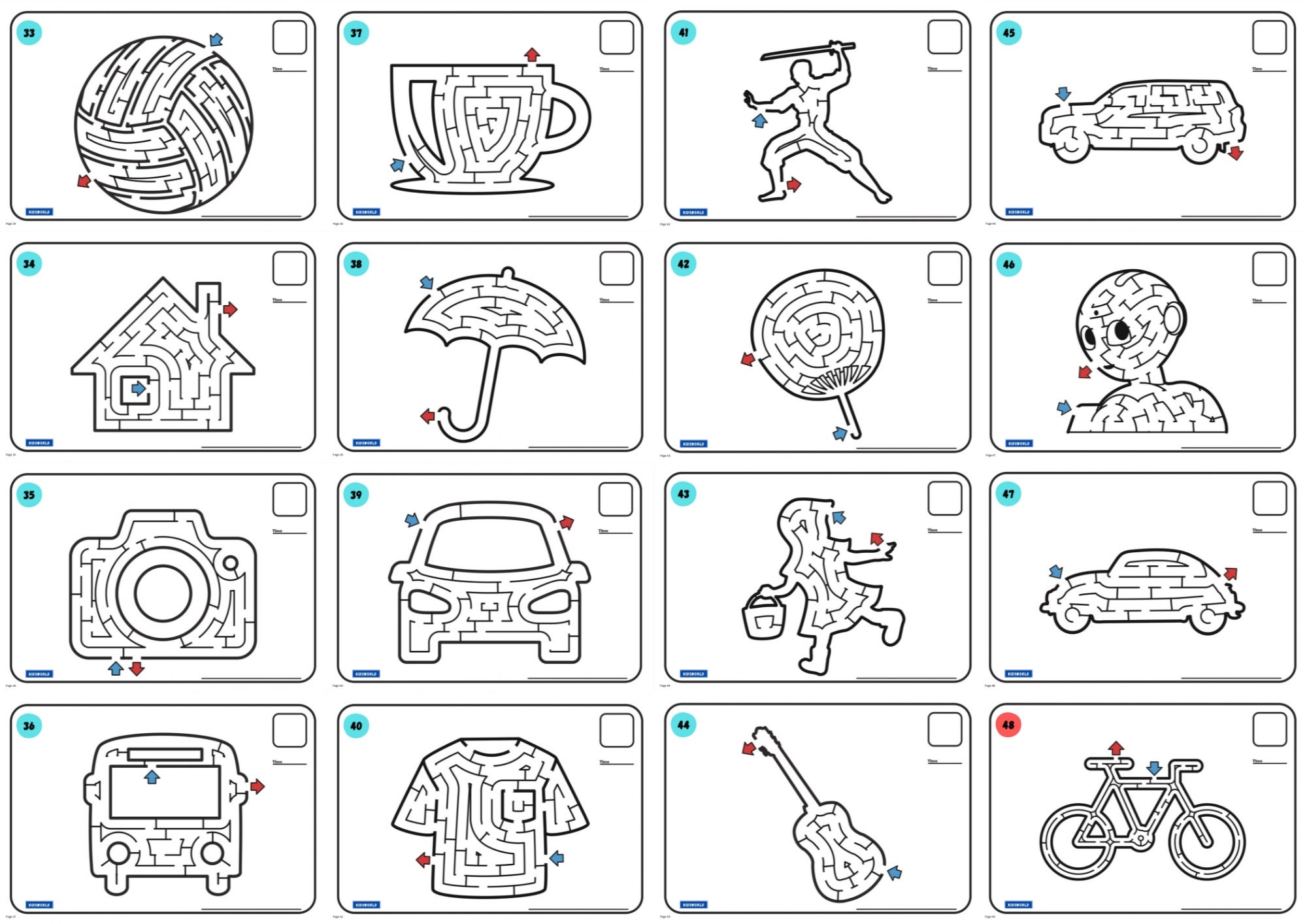 Printable MAZE Challenge Pages for Kids 94 Pages.stage 1-2 Children's ...