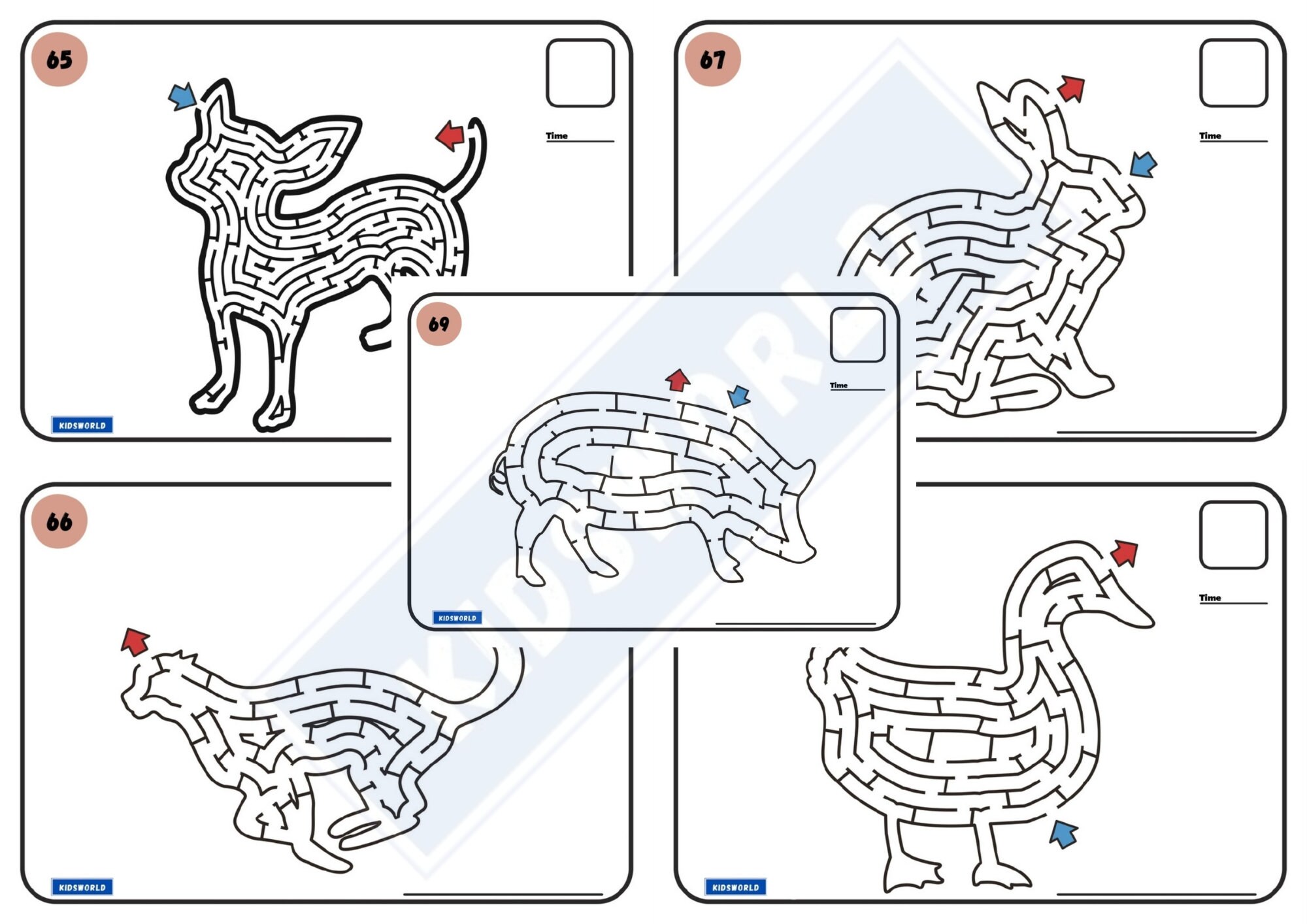 Bundle of Printable MAZE Challenge Pages for Kids (stage 1-2) Children ...