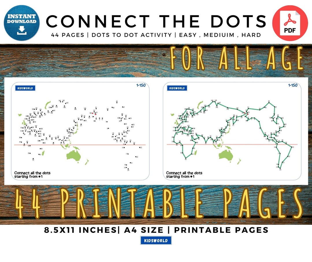 Connect the Dots Printable Pages for ALL (44 Pages), Dot to Dot Puzzle ...