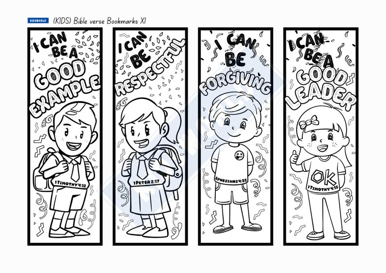 Kids Bundle 12 Printable Fun Coloring Bible Bookmarks. Instant Digital ...