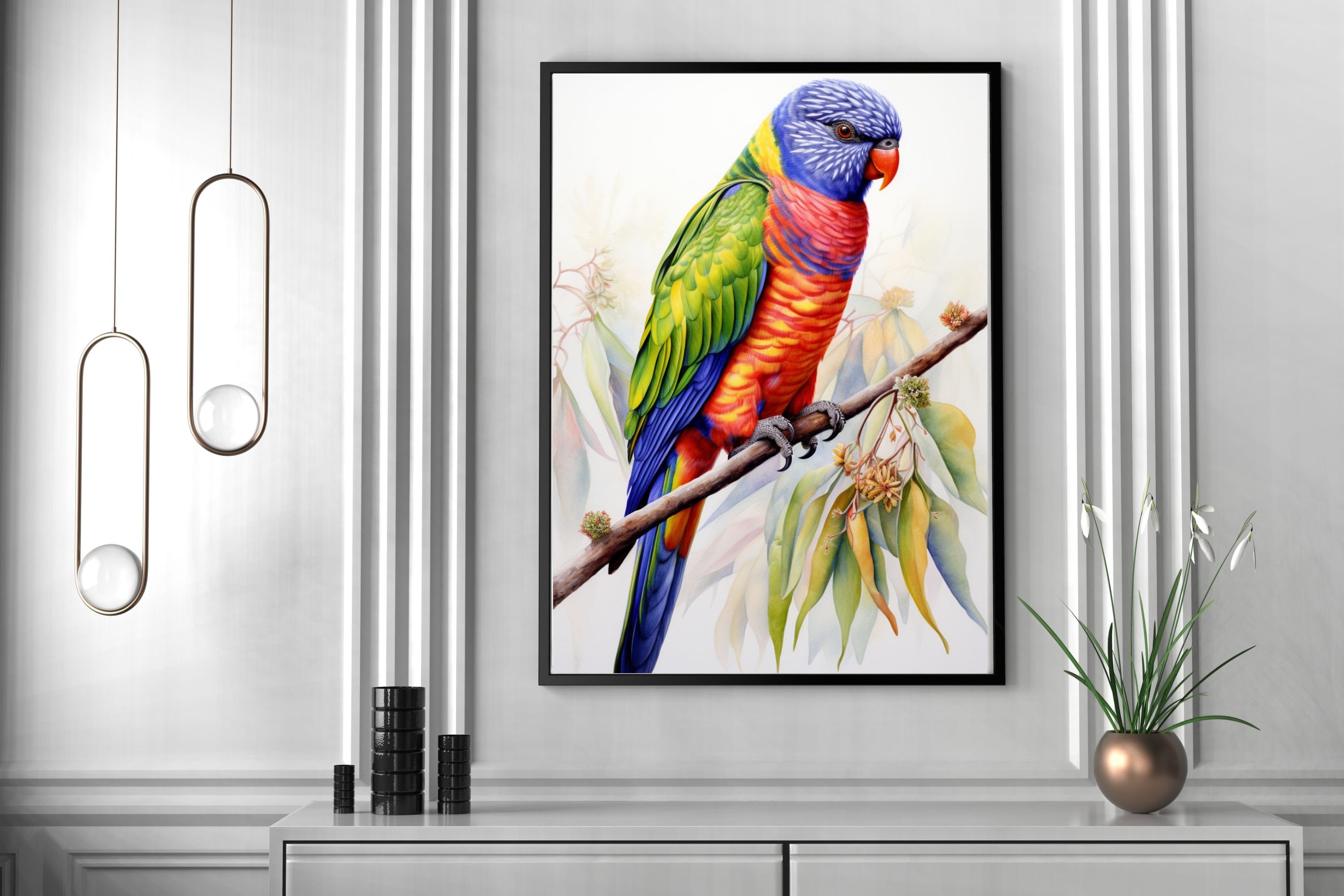 Australian Rainbow Lorikeet Wall Art, Lorikeet Watercolor Painting ...
