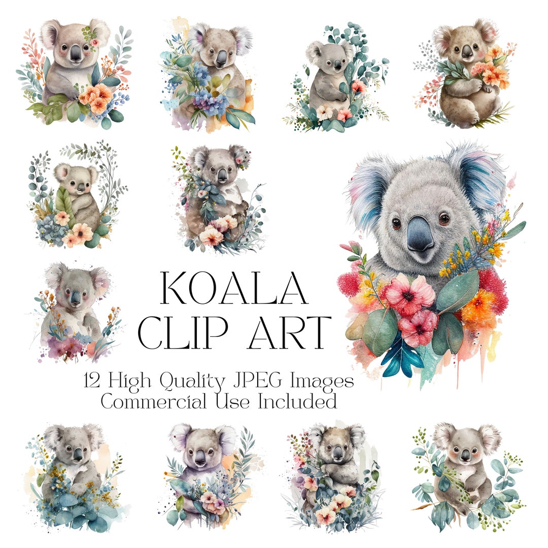 Watercolor Koala Clipart – Australian Animal Graphics (commercial Use ...