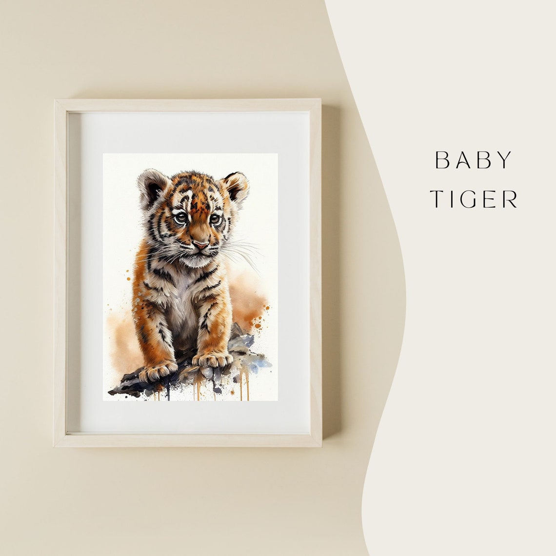 Cute Baby Tiger Printable Wall Art, Watercolor Tiger Print, Nursery ...