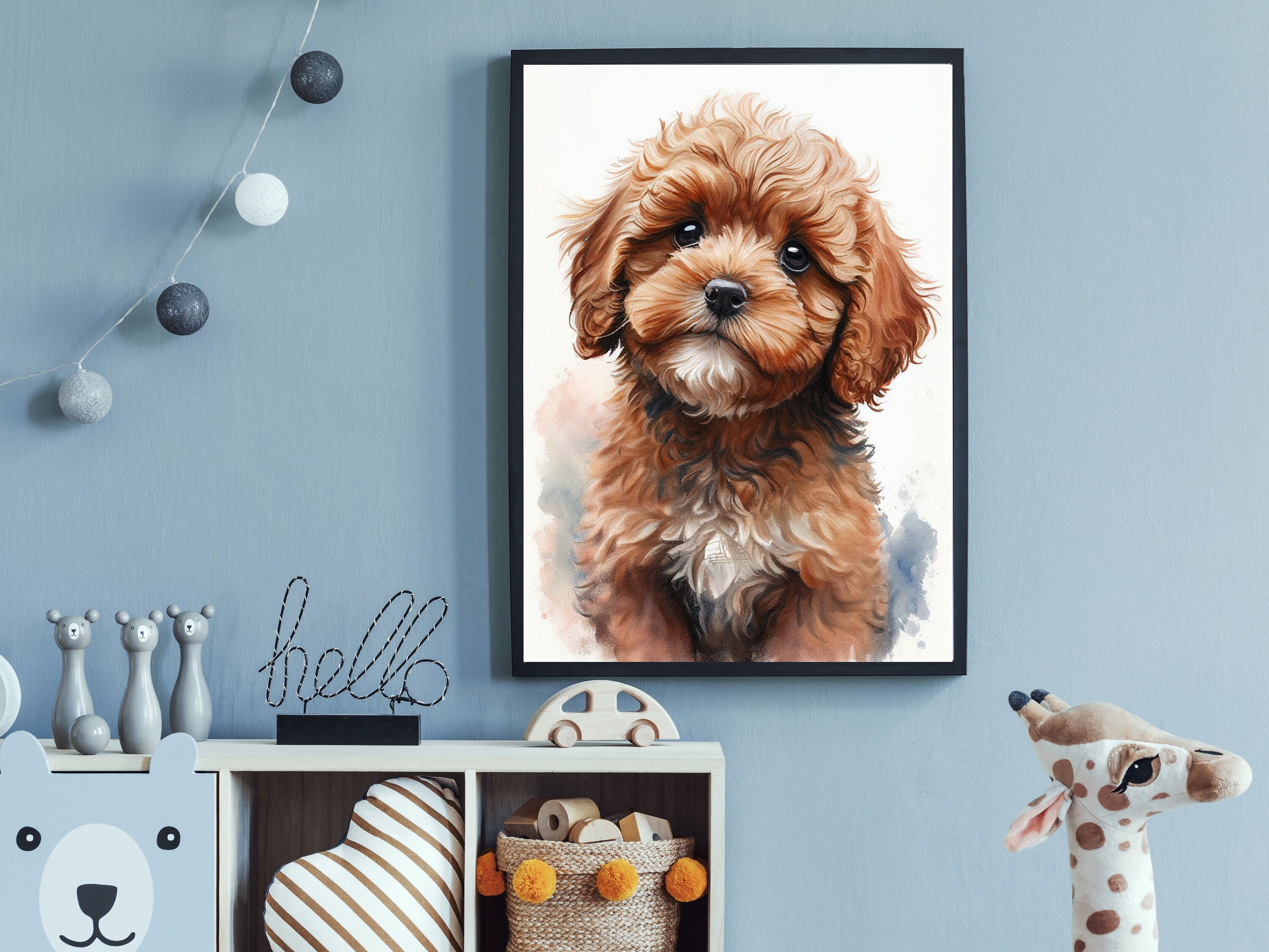 Cavoodle Puppy, Printable Wall Art, Watercolor Puppy Print, Nursery ...