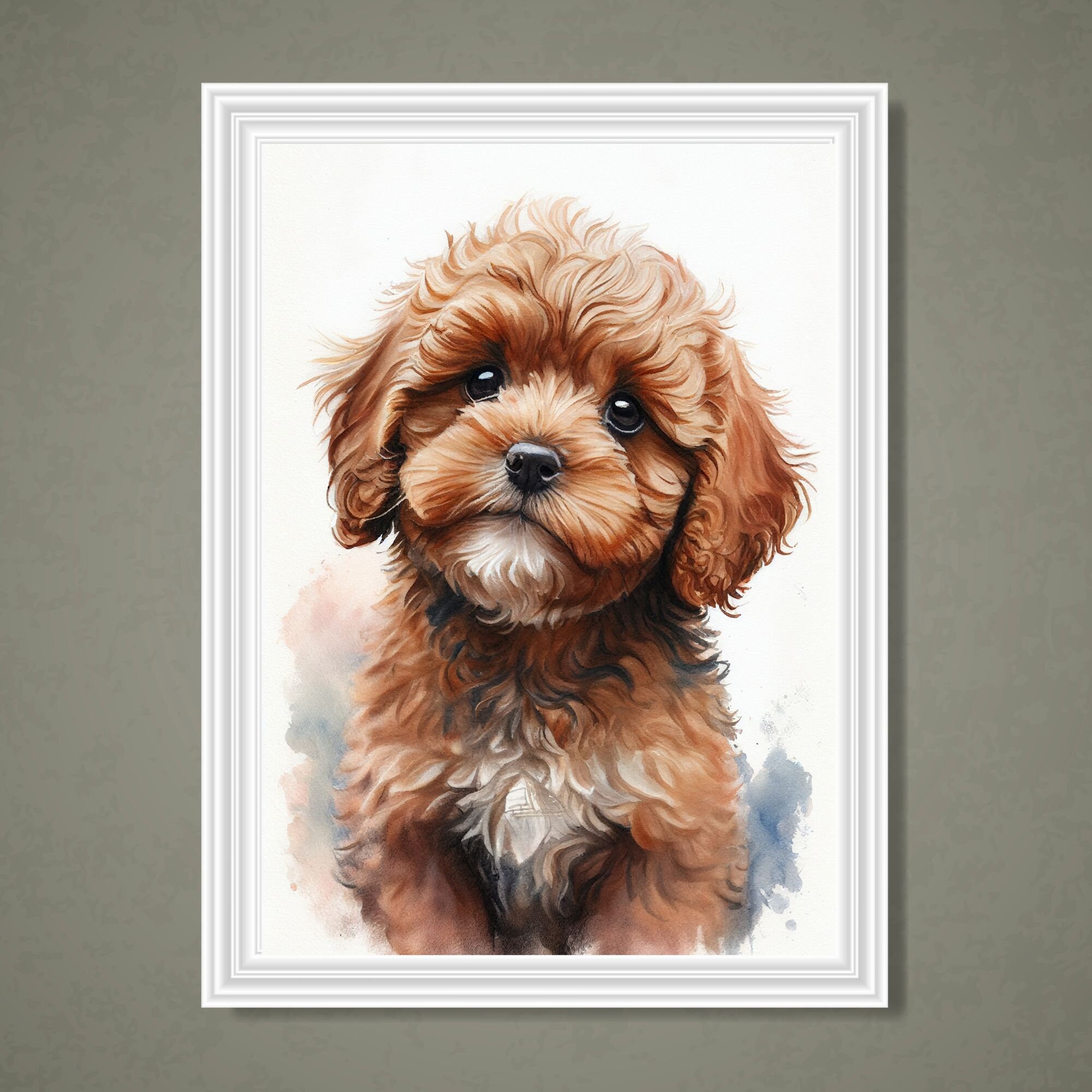 Cavoodle Puppy, Printable Wall Art, Watercolor Puppy Print, Nursery ...