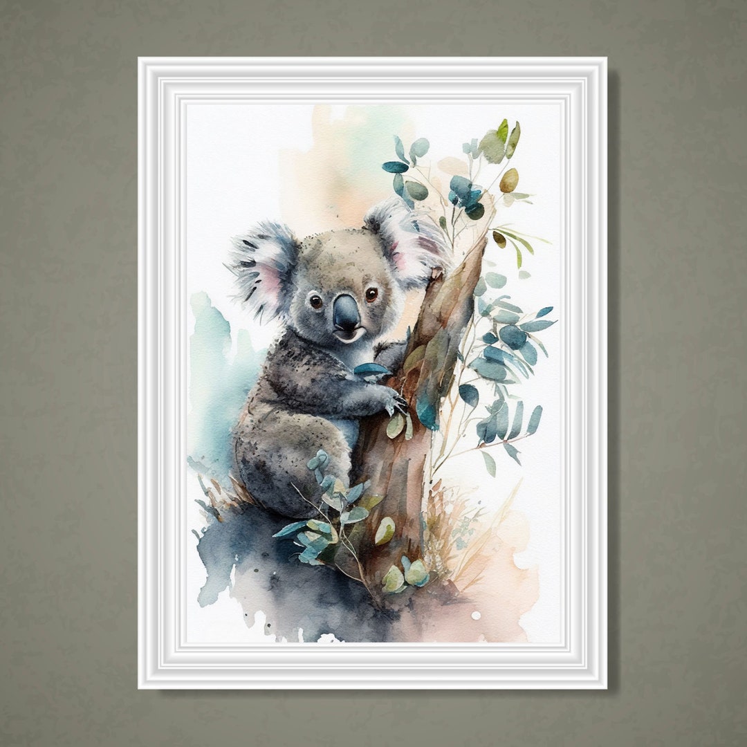 Australian Koala Wall Art 2.0, Koala Watercolor Painting, Home Decor ...