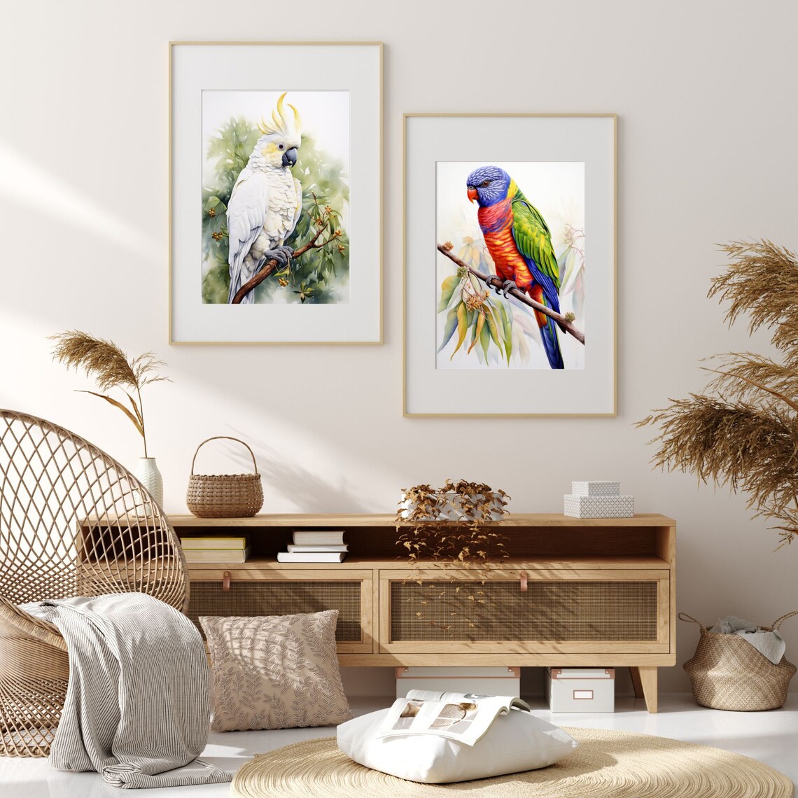 Australian Cockatoo Wall Art, Cockatoo Watercolor Painting, Home Decor ...