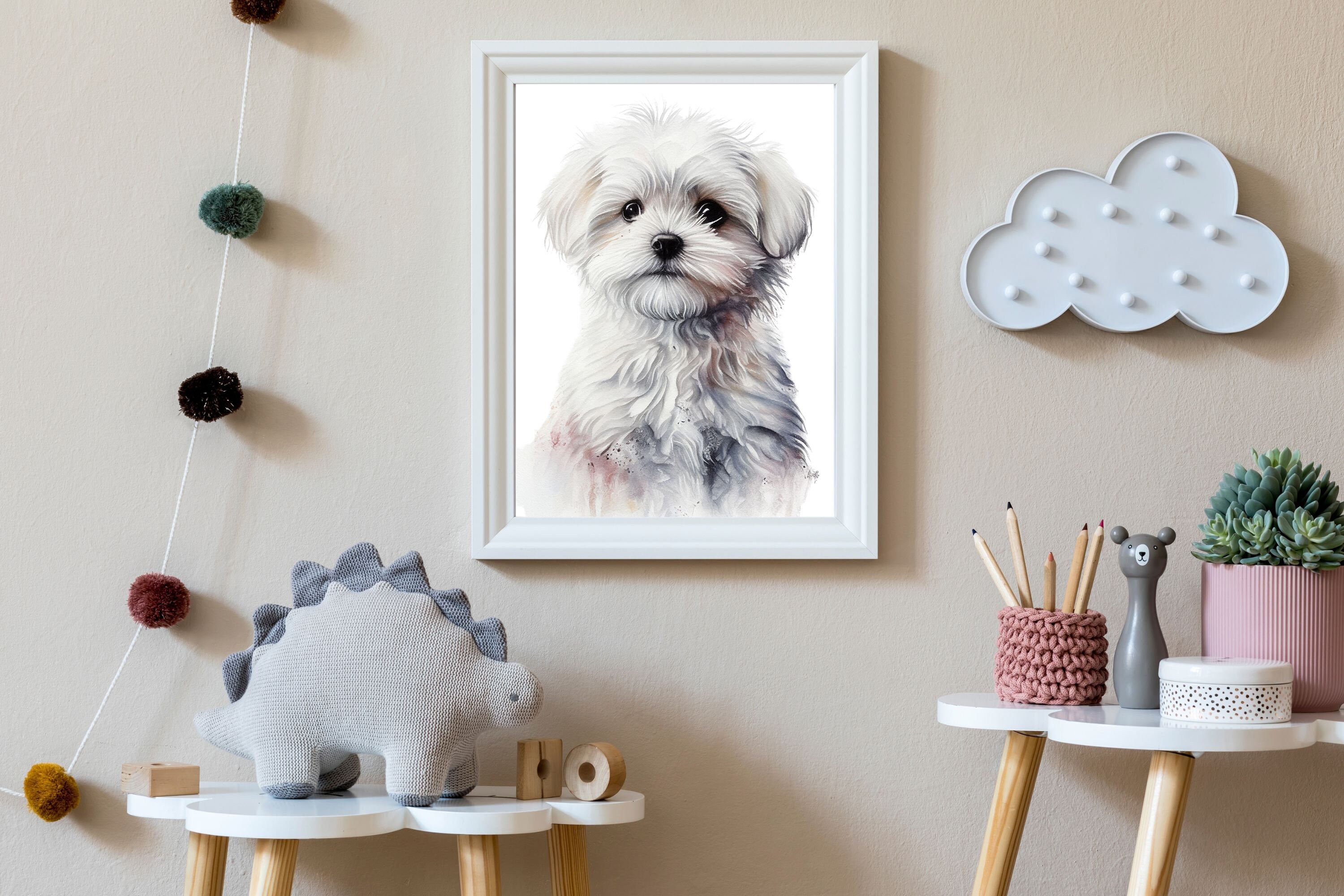 Maltese Shih Tzu Wall Art, Maltese Shih Tzu Watercolour Painting ...