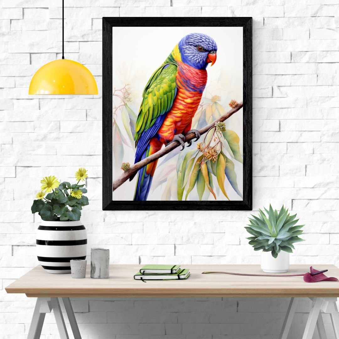 Australian Rainbow Lorikeet Wall Art, Lorikeet Watercolor Painting ...