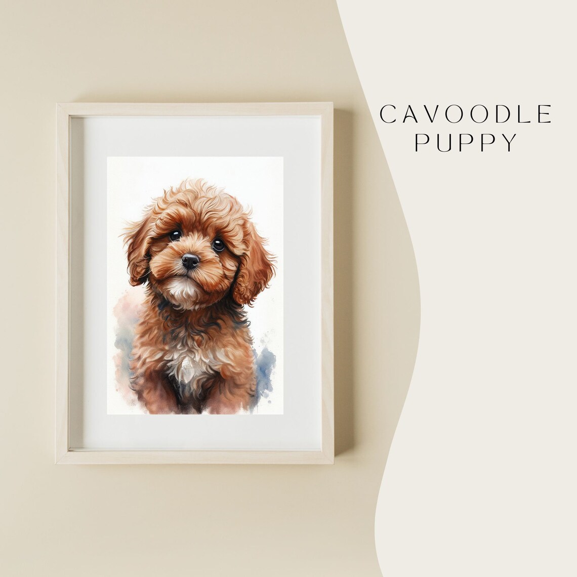 Cavoodle Puppy, Printable Wall Art, Watercolor Puppy Print, Nursery ...