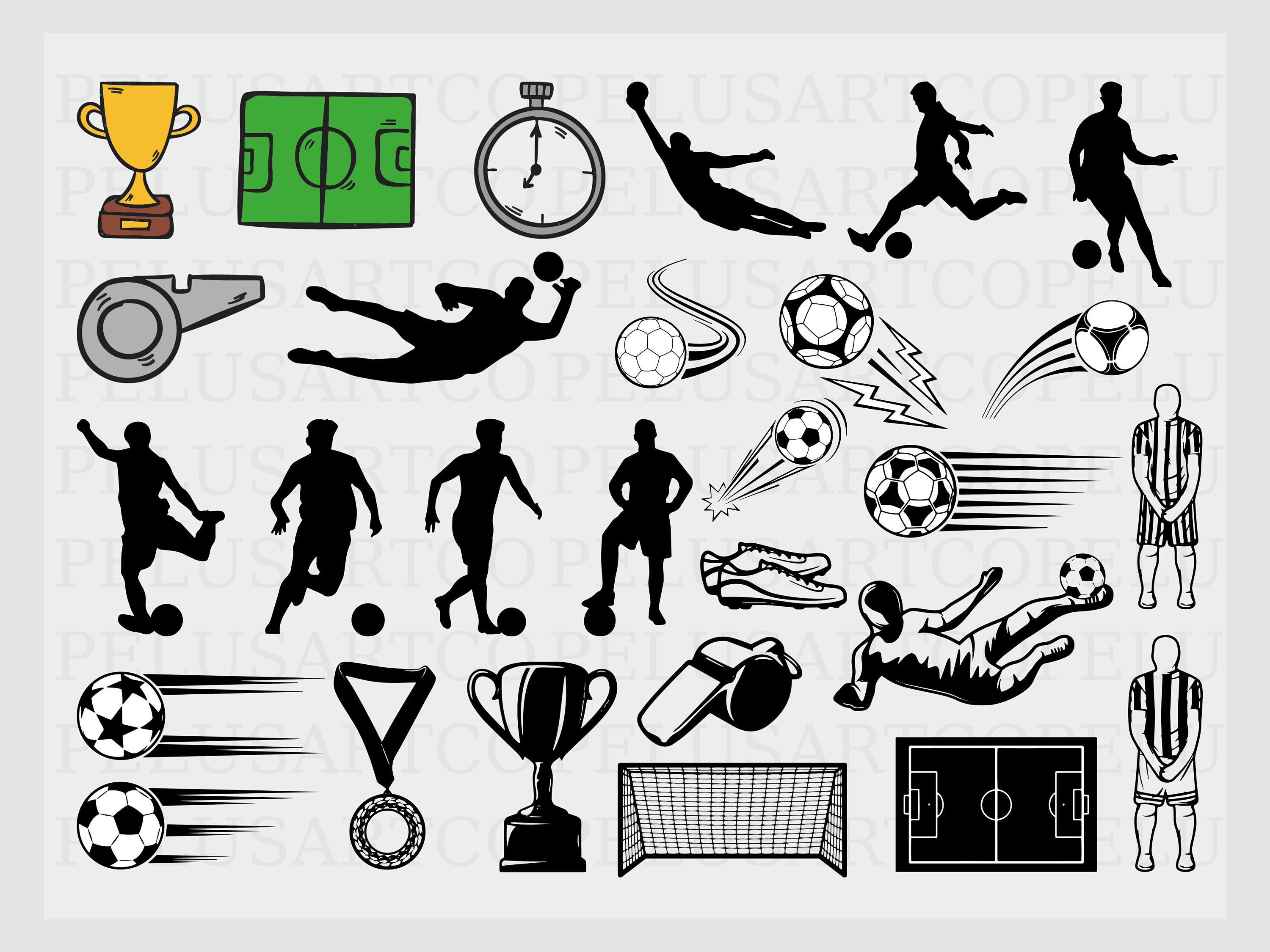 SOCCER Svg Bundle, Football Svg Bundle, Footballer Silhouette, Soccer ...