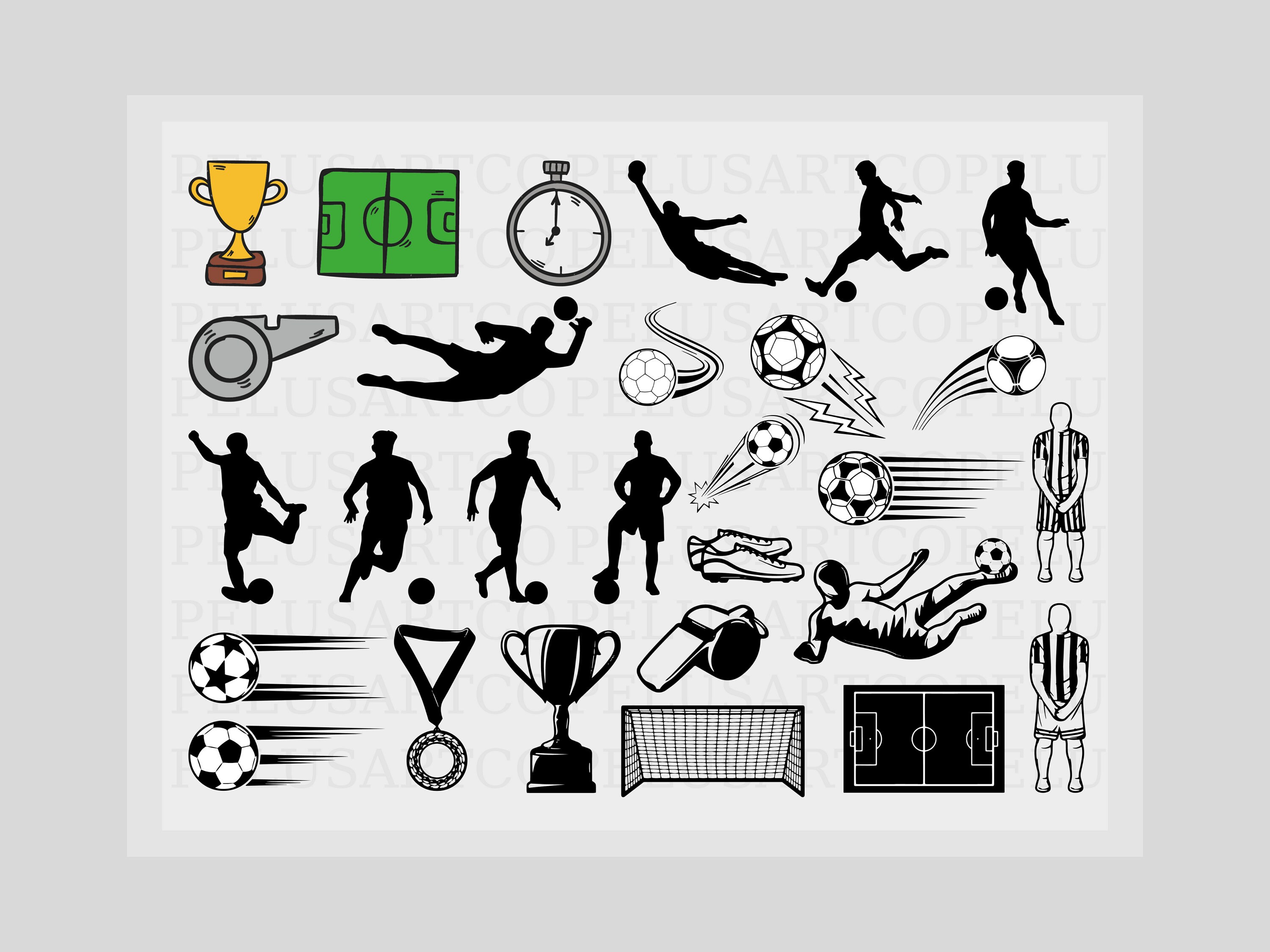SOCCER Svg Bundle, Football Svg Bundle, Footballer Silhouette, Soccer ...