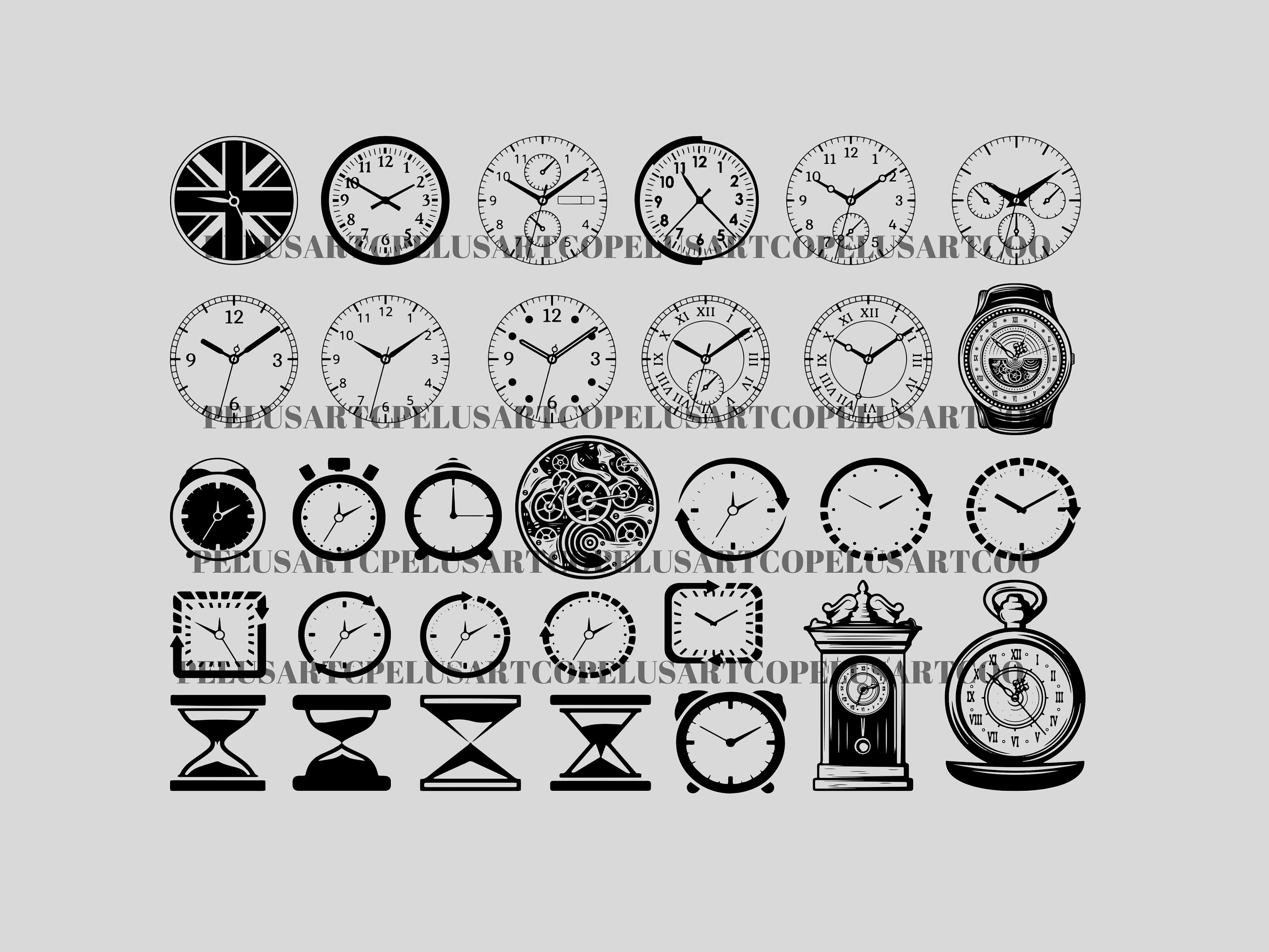 Clock Face Svg Bundle, Clock Svg, Roman Numeral Clock Svg, Vintage ...