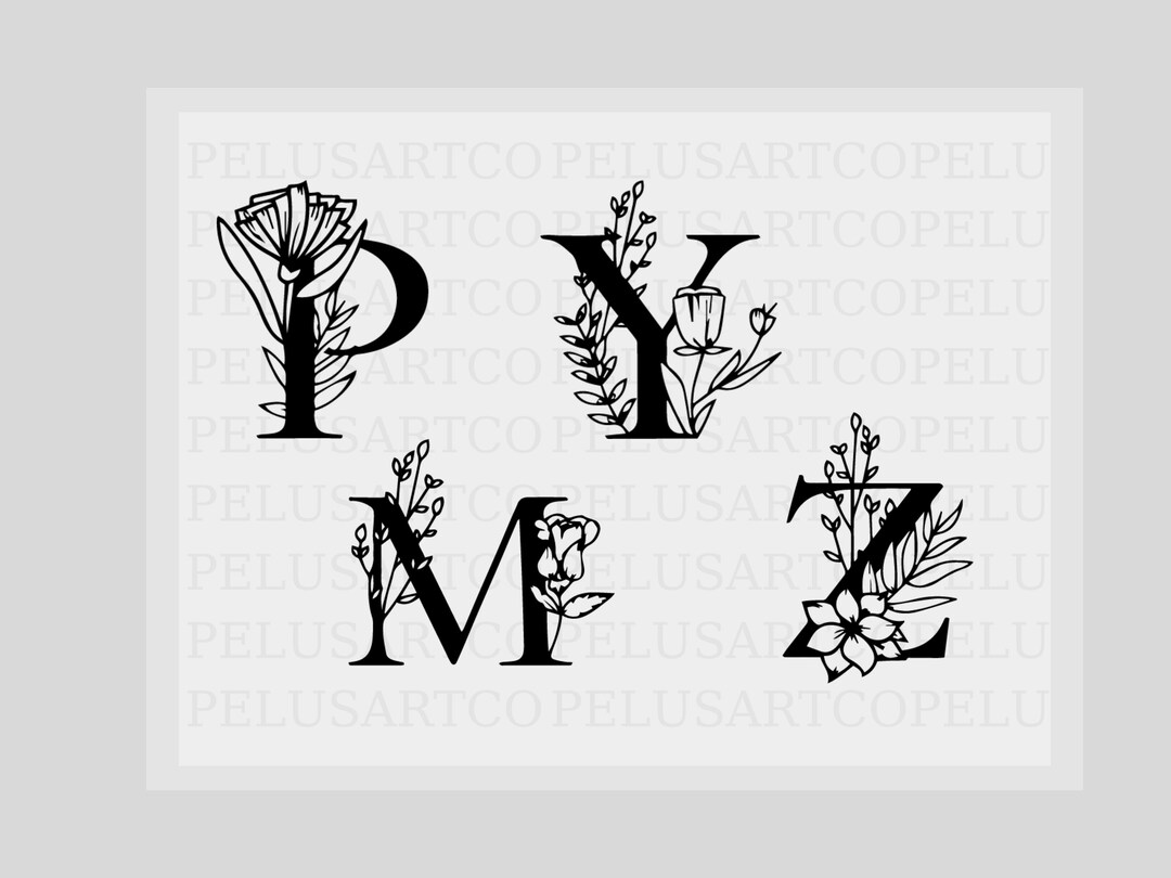 Floral Monogram Svg, Floral Alphabet Svg, Last Name Svg, Monogram Svg ...