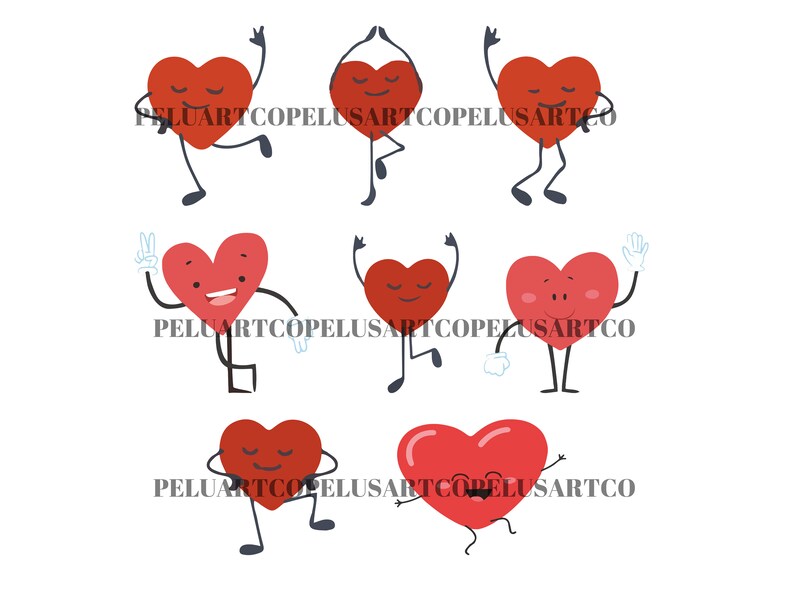 Hearts Bundle Svg Dancing Hearts Svg Heart Face Svg Love - Etsy