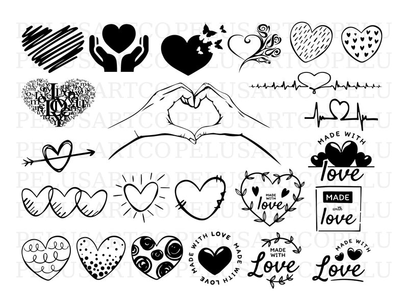 Heart Bundle Svg Heart Svg Open Heart Svg Love Heart Svg - Etsy