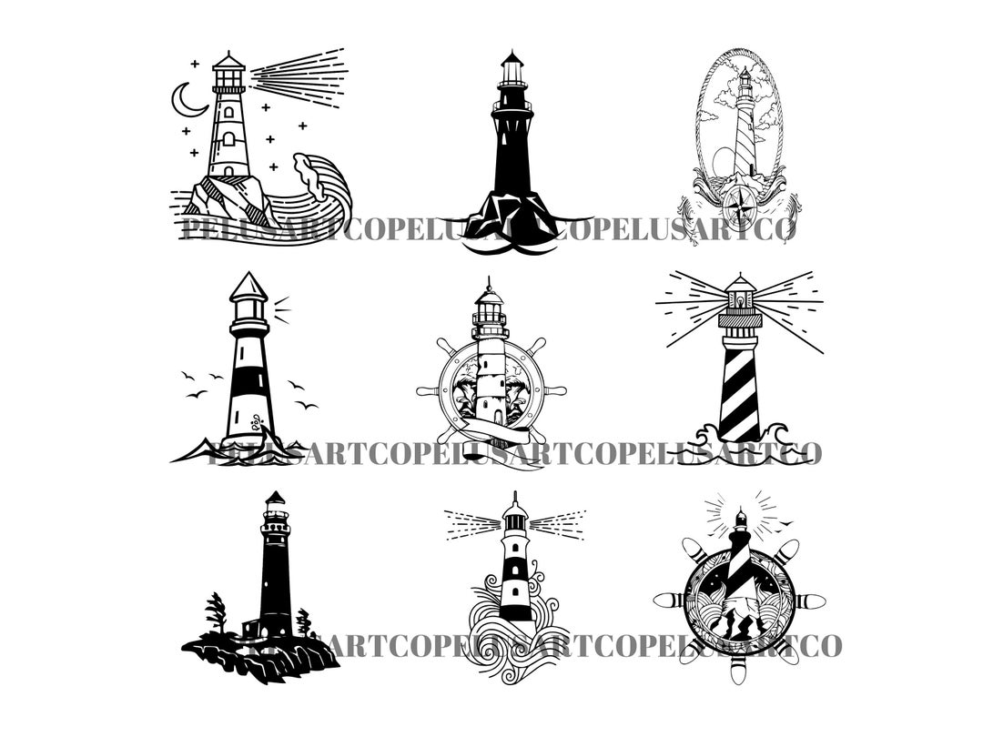Paquete de svg de faro, svg de faro, svg de mar, svg de océano, svg de ...