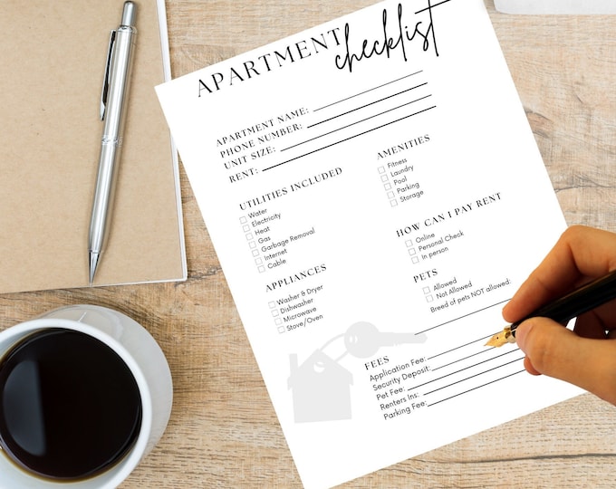 Printable/editable Apartment Checklist - Etsy