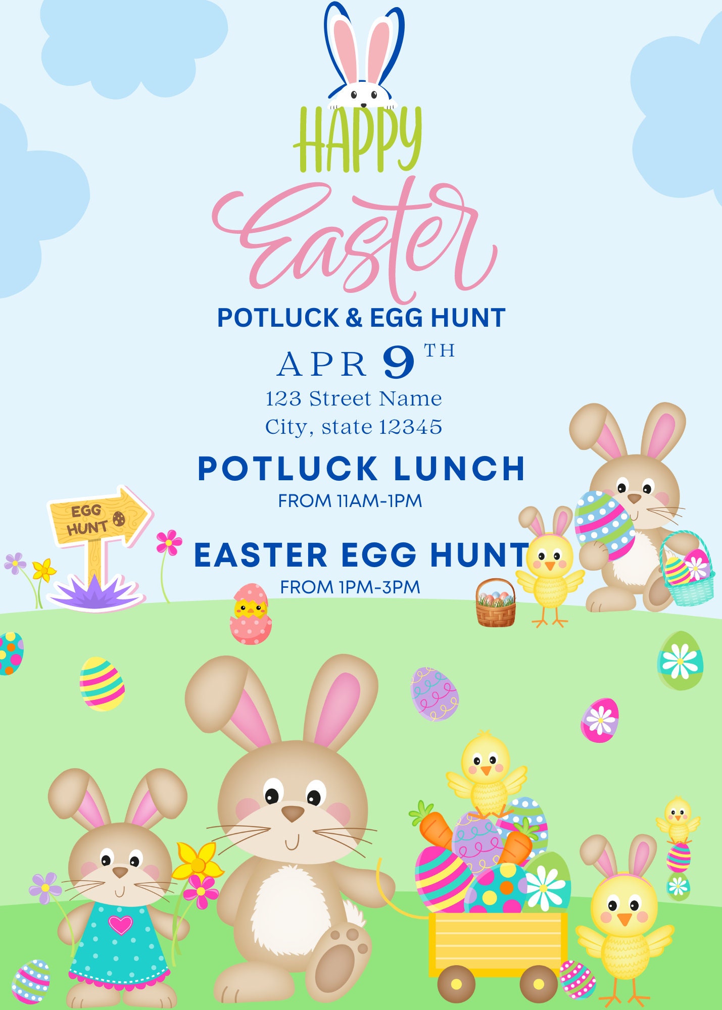 Easter Potluck and Egg Hunt Invite - Etsy Canada