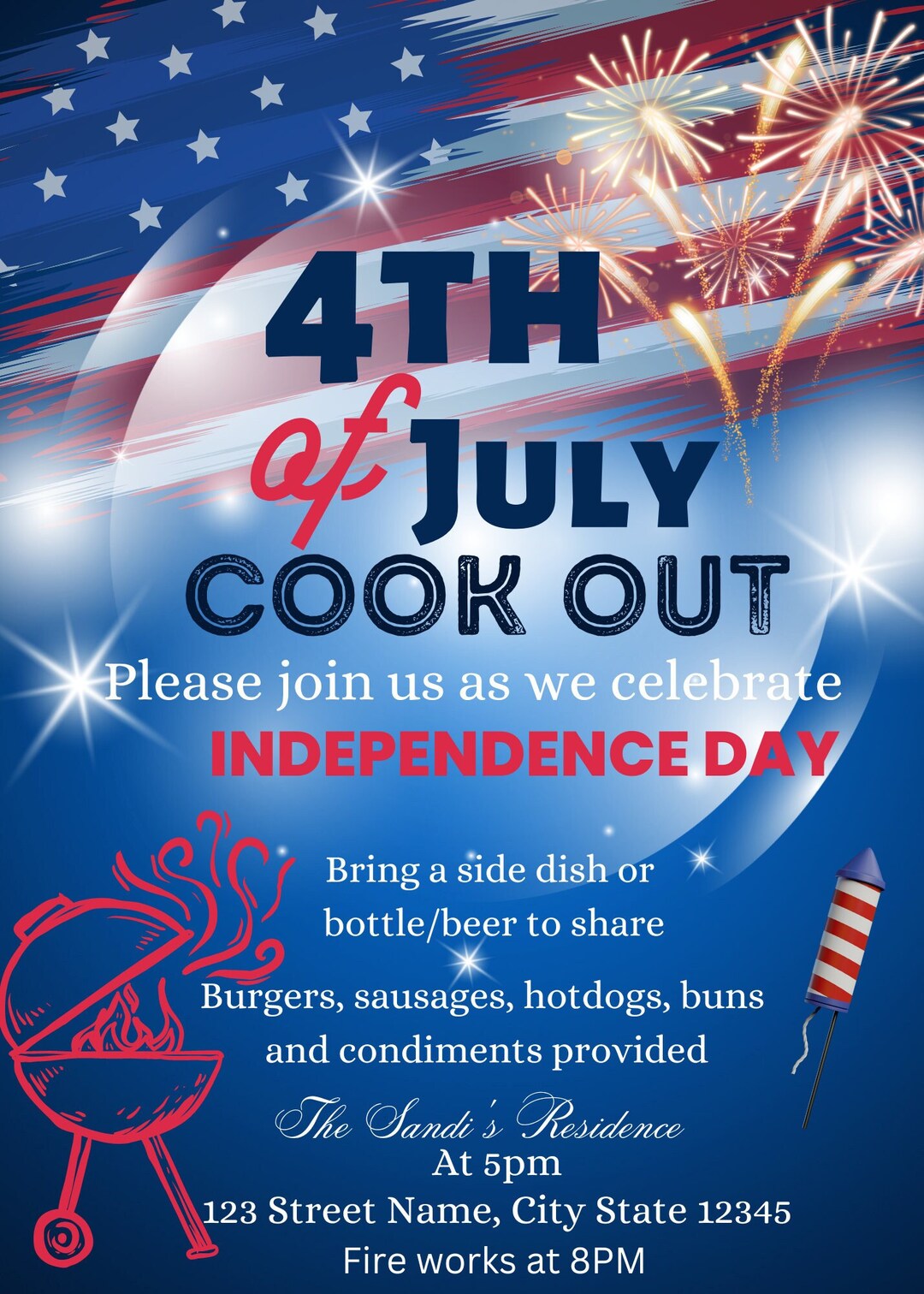 Digital 4th of July Invite - Etsy
