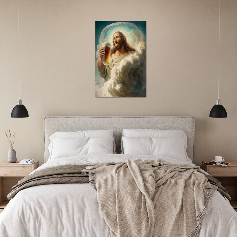 Funny Jesus Beer Poster Funny Beer Glass Art Picture Humourous - Etsy