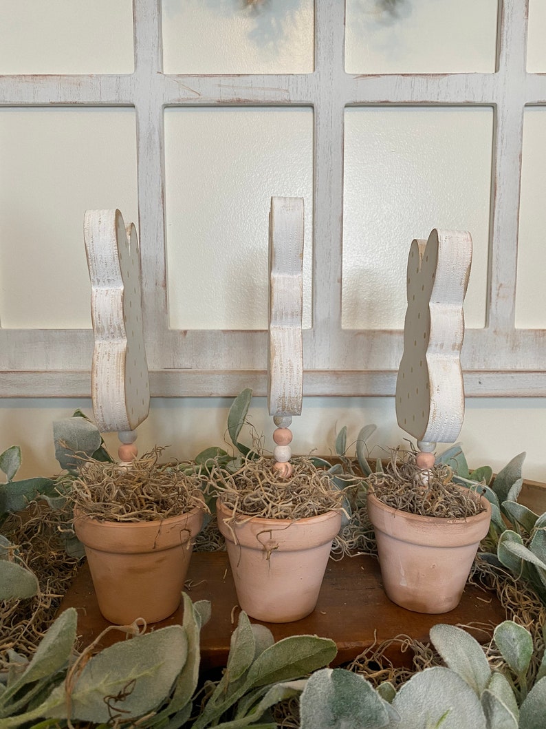 Wooden Bunny Topiary - Etsy