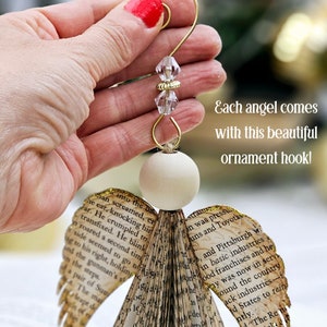 Book Page Angel, Book Worm Christmas Ornament, Book Page Angel, Gift ...