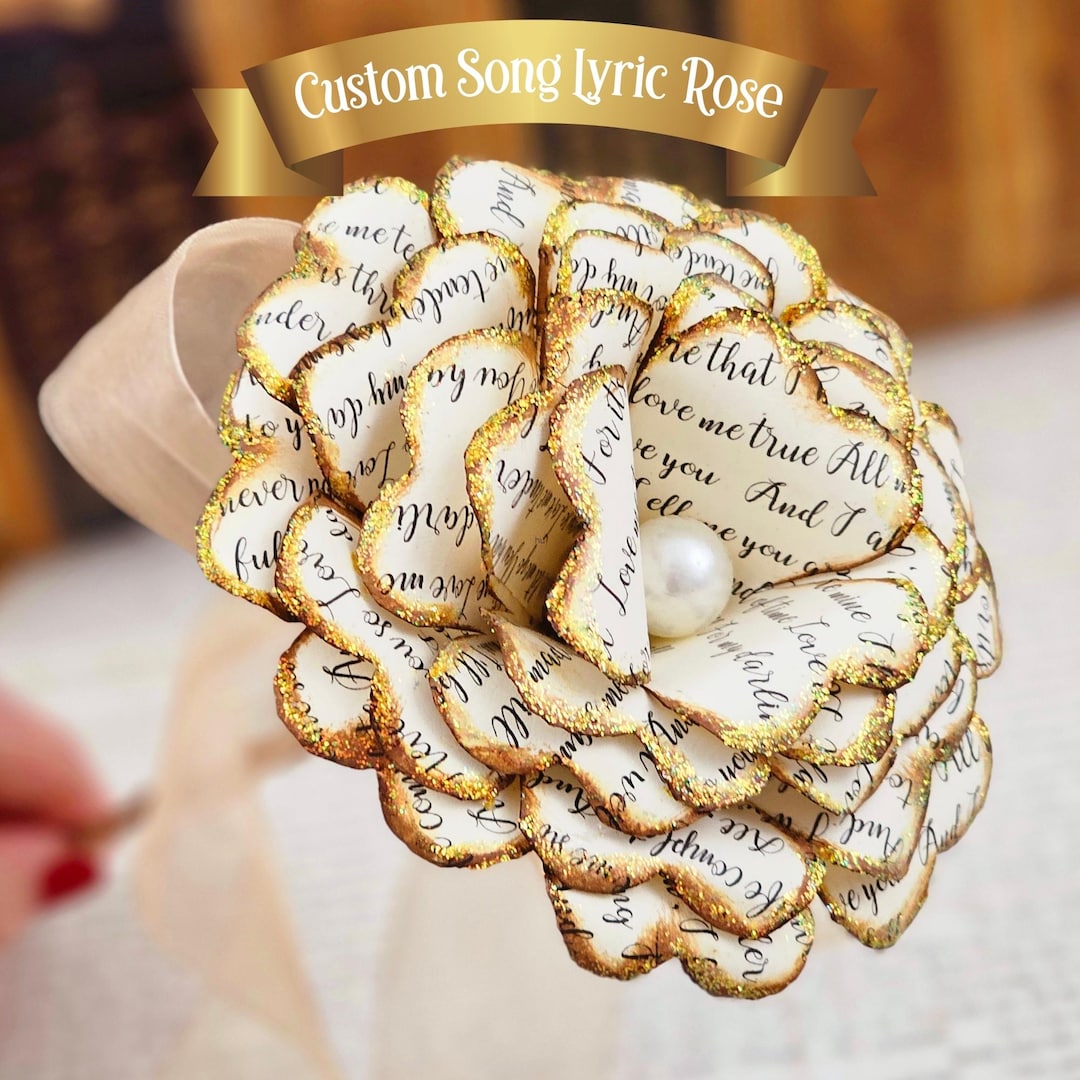 Song Lyrics Paper Flowers, Wedding Vows on Vintage Paper Roses, 1st ...
