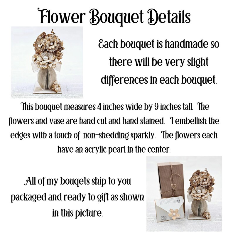 Vintage Book Page Flower Bouquet, Pearl Centerpiece - Etsy