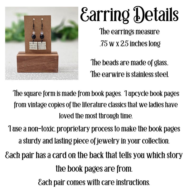 Geometric Book Page Dangle Earrings: Unique Literary Gift for Readers ...