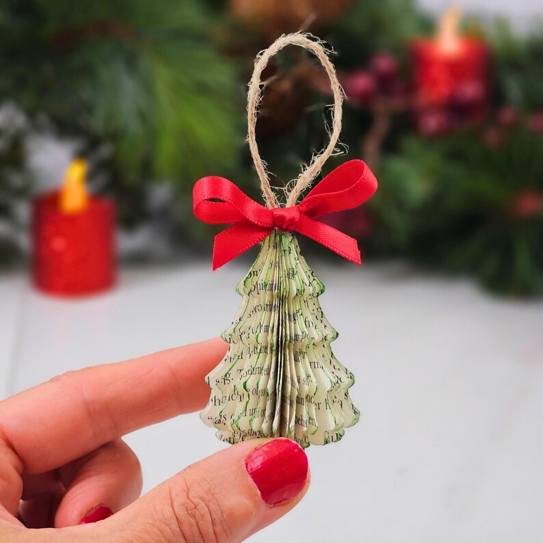 Tiny Book Page Christmas Ornaments, Set of 3, Literary Gift Box - Etsy