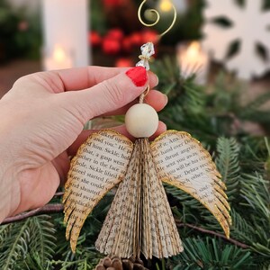 Book Page Angel, Book Worm Christmas Ornament, Book Page Angel, Gift ...