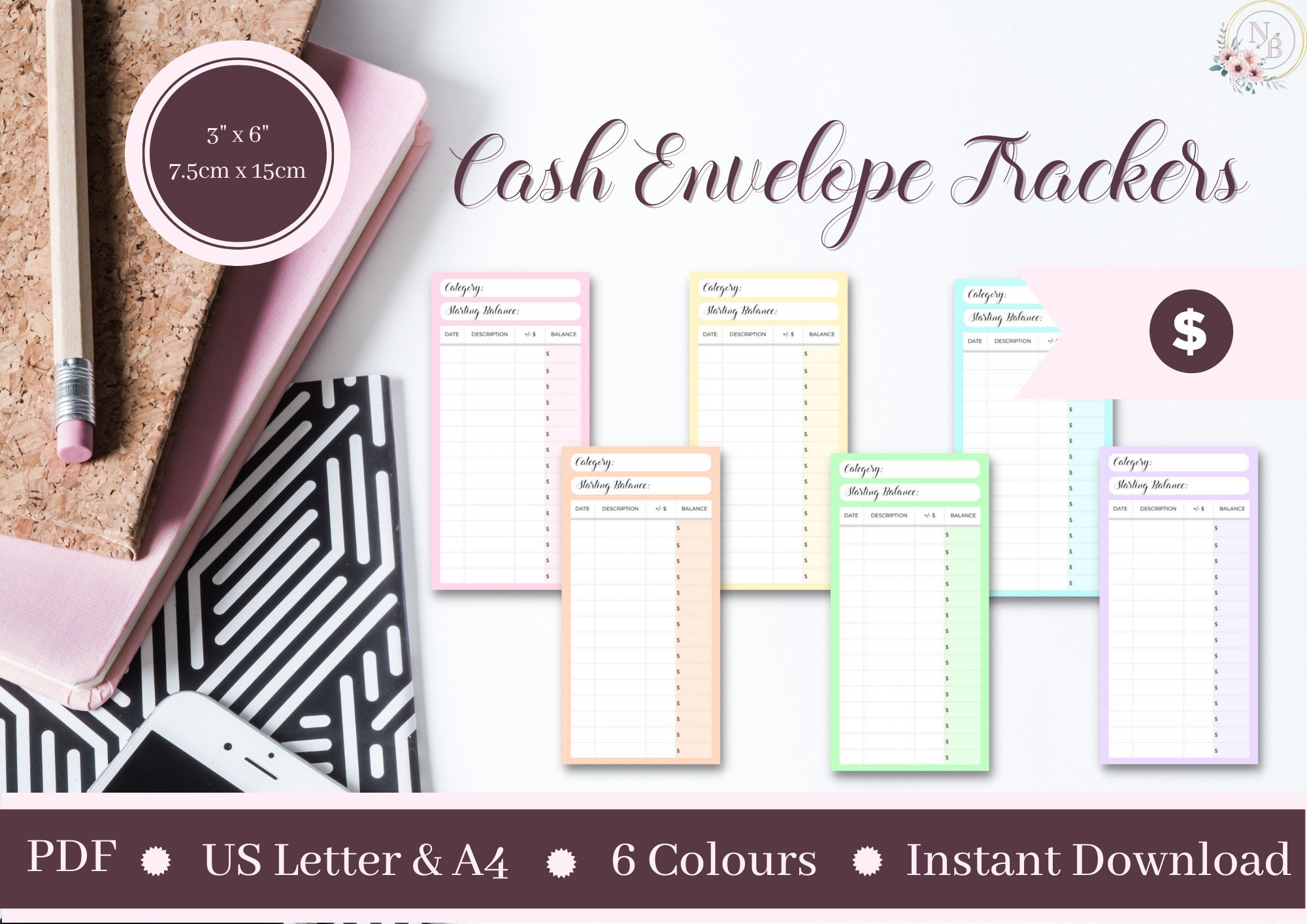 Dollar Cash Envelope Trackers | Printable PDF | Instand Download ...