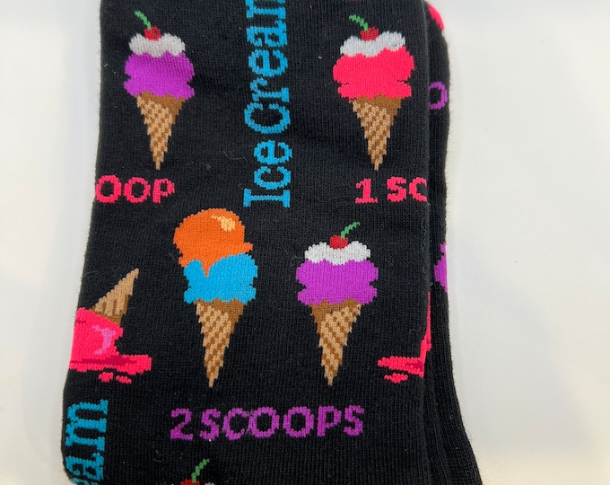 Vintage Ice Cream Scoop Socks-black/neon Multi-adult Small-qtr Length ...