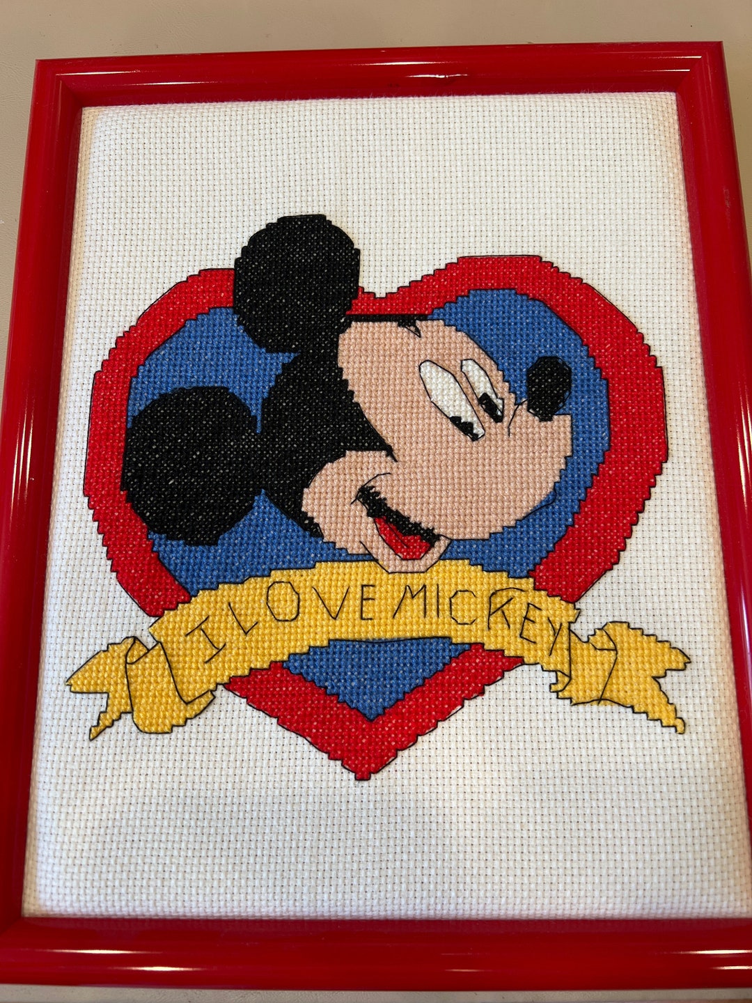 Handmade Crosstitch Framed Mickey Mouse - Etsy
