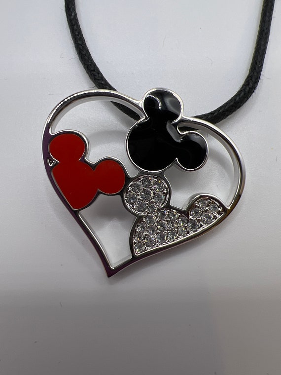 Vintage Swarovski Mickey Mouse Heart Necklace-Choker … - Gem